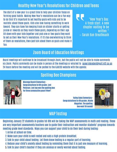 Galt Joint Union Elementary School District - Monthly Newsletter