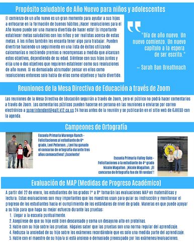 Galt Joint Union Elementary School District - Monthly Newsletter